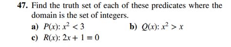 solved find the truth set of each of these predicates where
