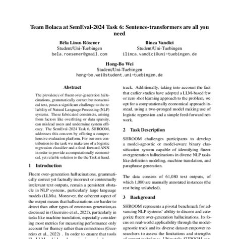 Team Bolaca At Semeval 2024 Task 6 Sentence Transformers Are All You Need Acl Anthology