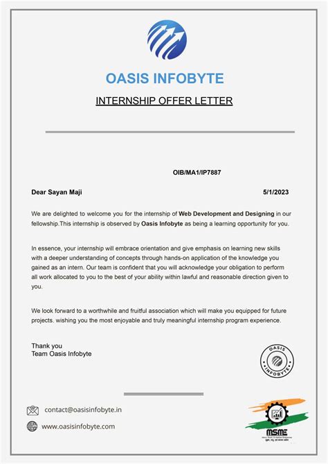sayan maji on linkedin oasisinfobyte pasisinfobyte internship2023 offerletter skills intern…