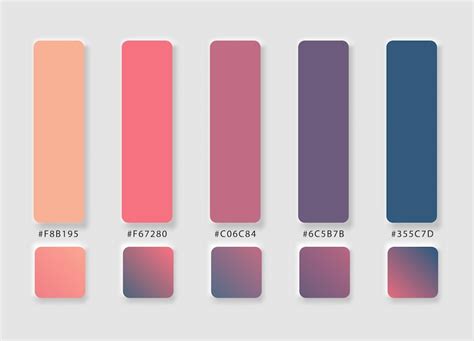 Rgb 16진수 벡터의 다양한 색상 팔레트의 벡터 색상 팔레트 조합 프리미엄 벡터