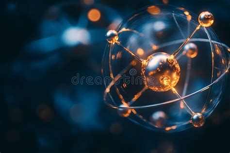 Electrons Orbiting Around Nucleus In Dynamic Atomic Structure Stock