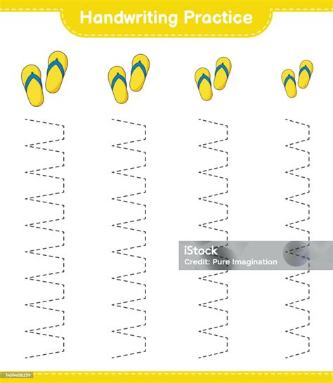 필기 연습 플립 플롭의 추적 라인 교육 어린이 게임 인쇄 워크시트 벡터 일러스트 레이 션 0명에 대한 스톡 벡터 아트 및 기타