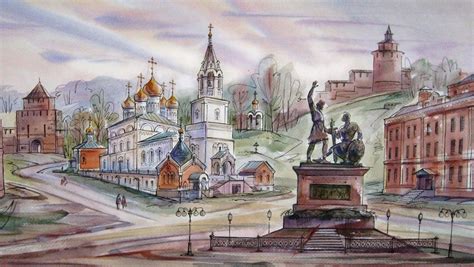 Красивые места нижнего новгорода рисунок (48 фото)