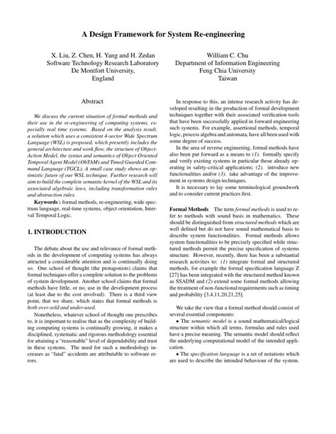 PDF A Design Framework For System Re Engineering