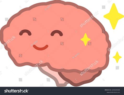 Smiling Brain Isolated Vector Icon Stock Vector Royalty Free
