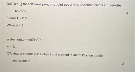 Solved Q6 Debug The Following Program Point Out Errors