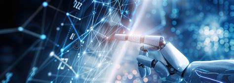 Artificial Intelligence Robot Hand Interacting In A Digital Environment Stock Illustration
