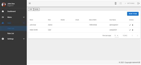 AdminVUE VueJs Starter Admin Template With NET Core By Sangib Saha