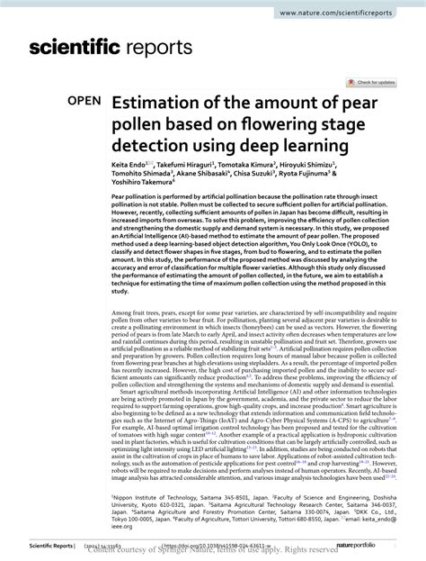 Pdf Estimation Of The Amount Of Pear Pollen Based On Flowering Stage