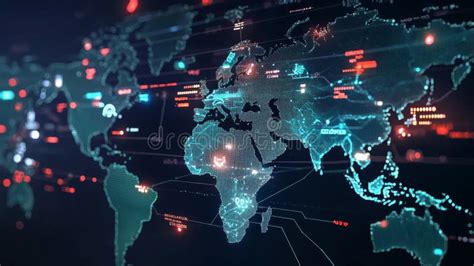 Digital Interface Displaying Interconnected Data Across The Globe Stock Illustration
