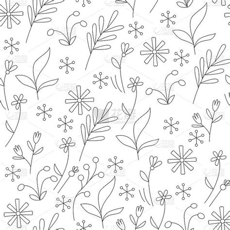 无缝模式，植物在一个白色的背景 向量