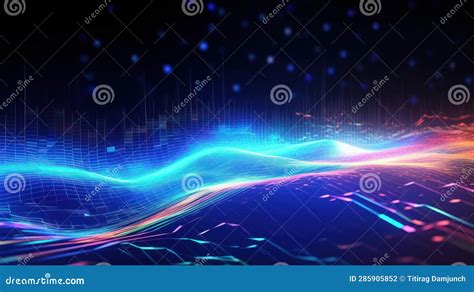 Technology Abstract Background Digital Line Dot And Colorful Bokeh Graphic Design Generative