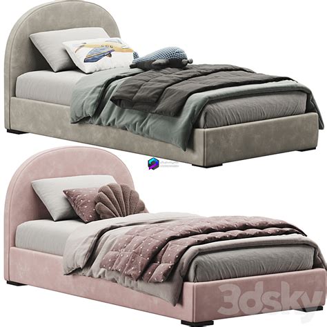 دانلود مدل تختخواب 1 نفره مدرن نوجوان و جوان چلسی در 2 رنگ طوسی تیره و