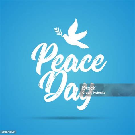 국제 평화의 날 카드 비둘기와 올리브 가지 희망 휴일 상징 벡터 일러스트 레이 션 자유 사랑 믿음 평화 비둘기에 대한 스톡 벡터 아트 및 기타 이미지 Istock