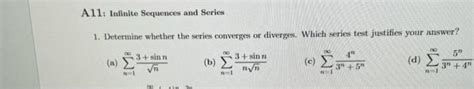 Solved A11 Infinite Sequences And Series 1 Determine