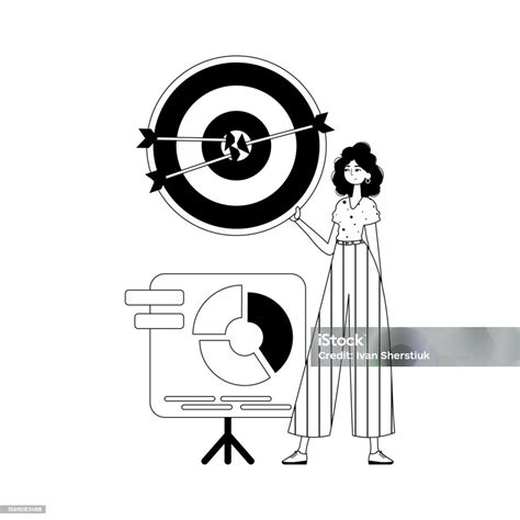 그래프를 가진 여자 친구 화살이 까마귀를 때린다 커널 컬러 및 고환 고환 Ashen 선형 유행 트렌디한 스타일 벡터 일러스트레이션 3차원 형태에 대한 스톡 벡터 아트 및