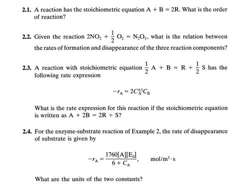 Solved 2 1 ﻿a Reaction Has The Stoichiometric Equation