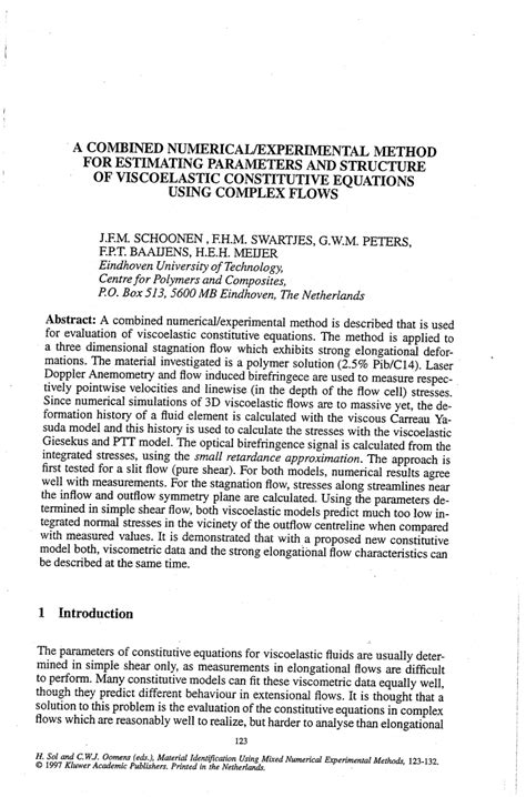 Pdf A Combined Numericalexperimental Method For Estimating