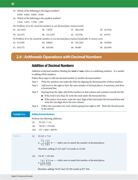 24 Arithmetic Operations With Decimal Numbers