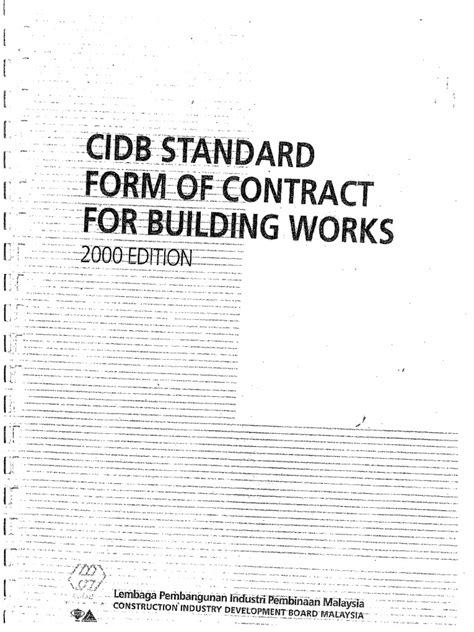 Cidb Standard Form Of Contracts For Building Works Pdf