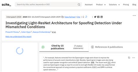 Citation Report Investigating Light Resnet Architecture For Spoofing Detection Under