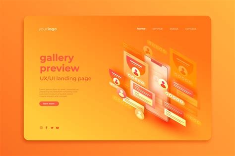 그라데이션 Uiux 방문 페이지 템플릿 무료 벡터