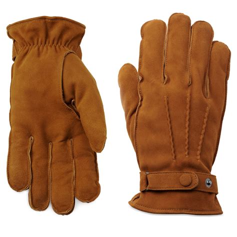 Tan Suede Leather Gloves With Buckle In Stock Fawler
