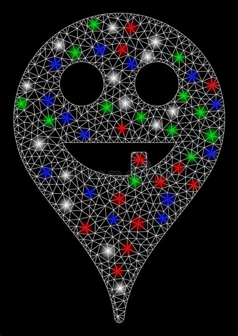 Bright Mesh Carcass Toothless Smiley Map Marker With Flare Spots Stock Vector Illustration Of