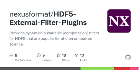 Github Nexusformathdf5 External Filter Plugins Provides Dynamically Loadable Compression
