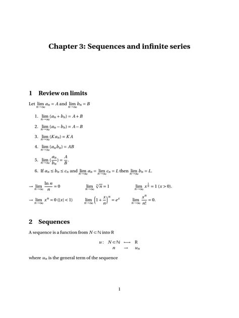Chapter 3 Sequences And Infinite Series 1 Review On Limits Pdf