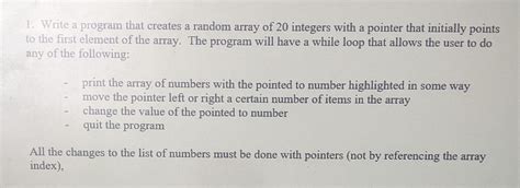 Solved 1 Write A Program That Creates A Random Array Of 20