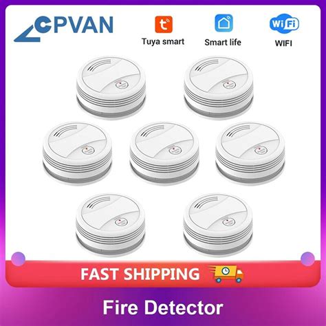Cpvan 연기 감지기 와이파이 화재 감지기 투야 스마트 라이프 앱 제어 가정 보안 시스템 소방관 7 개 1 조 화재 방지