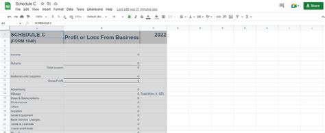 Simple Schedule C Template Etsy