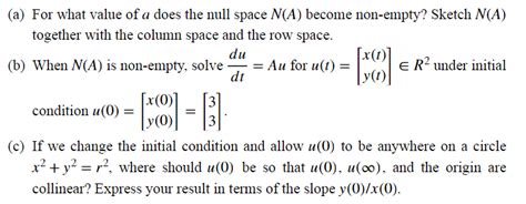 Solved Consider Matrix A 1 A A 4 With A 0 A For