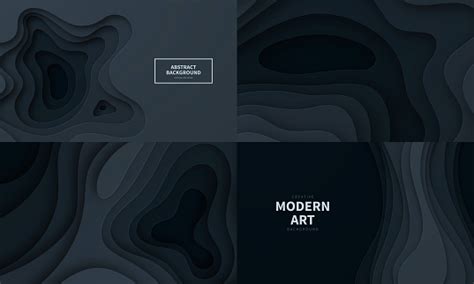 종이 절단 배경 세트입니다 어두운 추상적 인 물결 모양유행 3d 디자인 0명에 대한 스톡 벡터 아트 및 기타 이미지 0명 3차원 형태 개체 그룹 Istock