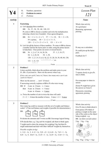 Yr 4 Problem Solving Lesson 121 Teaching Resources