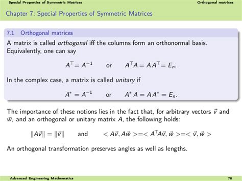 Special Properties Of Symmetric Matrices Svd Advanced Engineering Mathematics Docsity