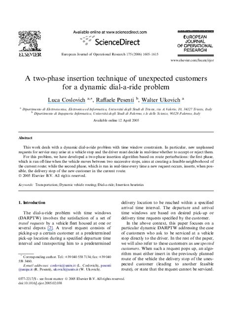 Pdf A Two Phase Insertion Technique Of Unexpected Customers For A