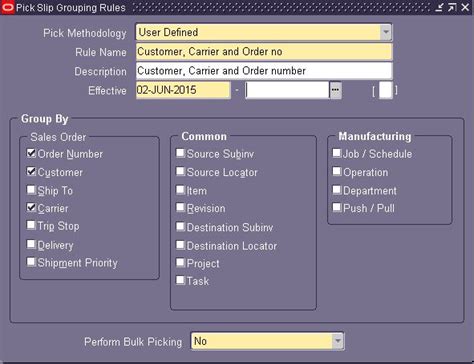 oracle scm functional guide oracle order management shipping execution pick slip grouping rules