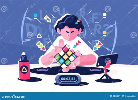 Man Collect Rubik Cube Timer Championship Concept Editorial Image