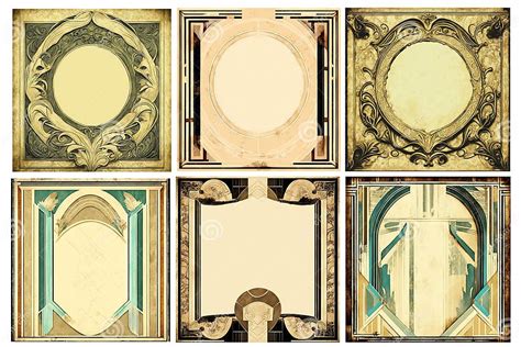 Set Of Sex Grunge Rustic Vintage Art Deco Backgrounds With A Cope Space
