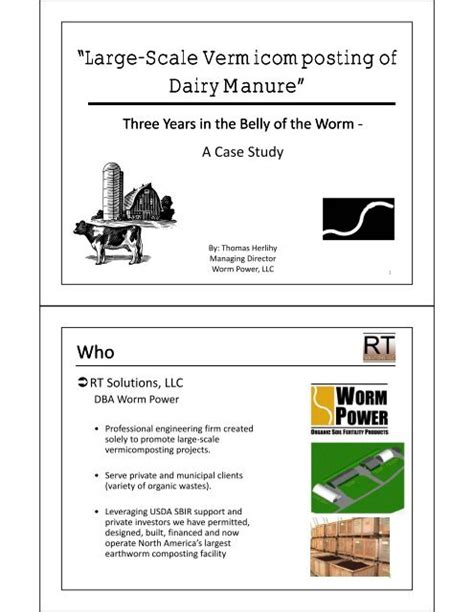 Large Scale Vermicomposting Of Dairy Manure Extension