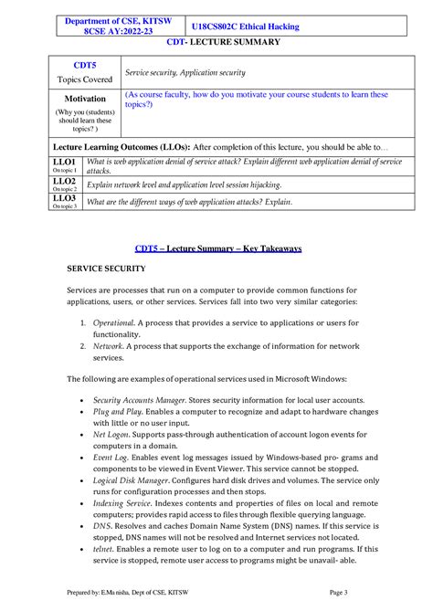 Eh U1 Cdt 5 Service Security Application Security Department Of