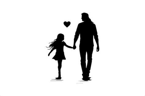 Pai E Filha Silhueta Pai E Filho Silhueta Pai Filho E Filha Silhoueta Vetor Premium