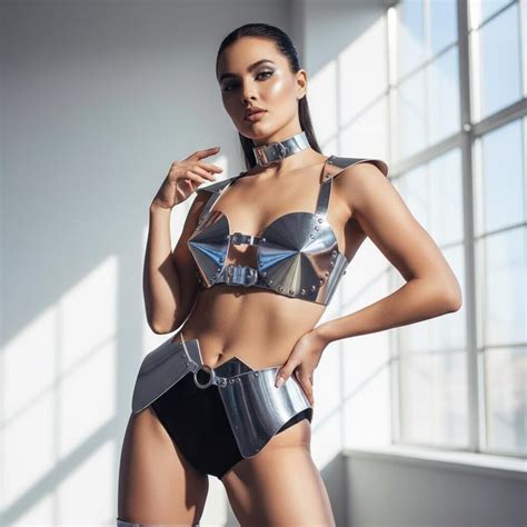 Silver Stage Outfit With Top And Skirt Metallic Costume Set Party Rave