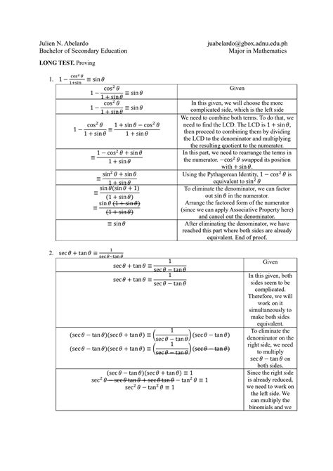SOLUTION Verifying Trigonometric Identities Studypool