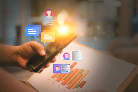 Online Trading And Social Media Man Analysing Data Chart And Using Smartphone Typing On