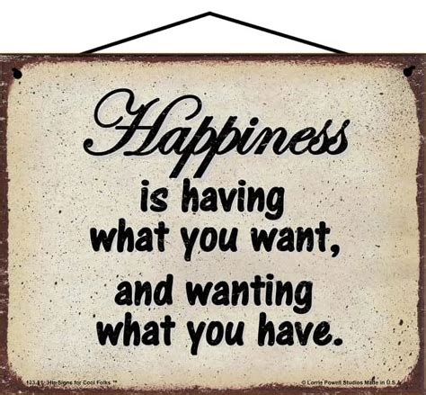 8x10 Happiness Quote Vintage Style Sign Happiness Is Having What You