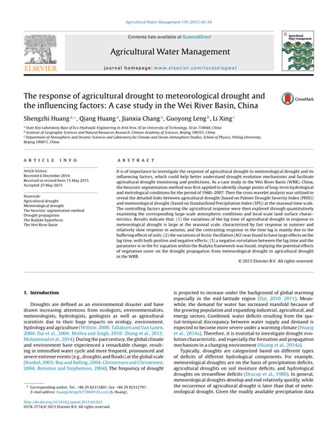 Pdf The Response Of Agricultural Drought To Meteorological Drought And The Influencing Factors