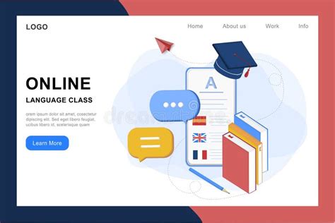 Modern 3d Isometric Of Online Languages Learning Language Courses Banner Template For Website
